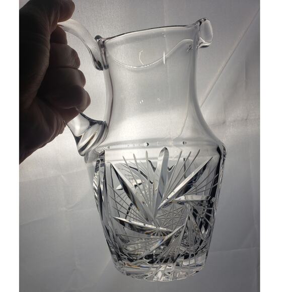 Unbranded | Dining | Vintage Cut Glass Etched Pitcher Pinwheel Star Of ...